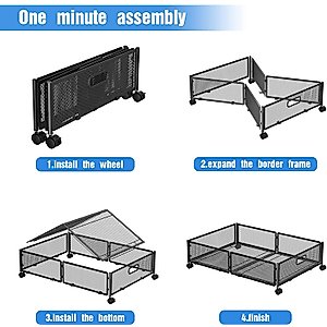 Under Bed Storage With Wheels, Under Bed Storage Containers, Under Bed Shoe Storage Organizer For Bedroom, Foldable Bedroom Storage Organization For Clothes, Blankets And Shoes, Bedding (1Pack, Black)