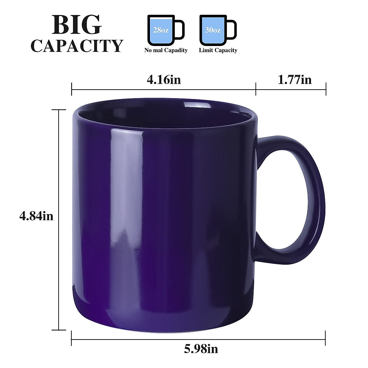 CAILIDE 29oz Extra Large Ceramic Coffee Mug with Handle for Office and Home (Blue)