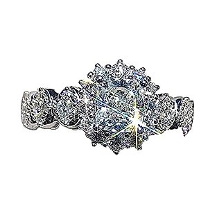 Flower Diamond Zirconia Ring Fashion Engagement Rings for Women Ring Set for Women Size 9 Cock Ring Set (E, One Size)