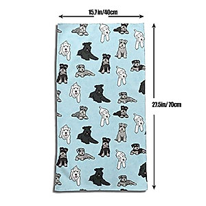 IconSymbol Cartoon Schnauzers Hand Towels Ultra Soft Highly Absorbent Bathroom Towel， Multipurpose Kitchen Dish Guest Towel for Gym, Hotel, Spa and Home Decor(27.5 x 15.7 in)