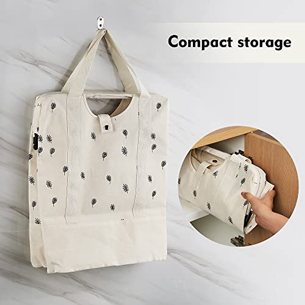 JOMOLA Collapsible Laundry Basket, 78L Large Foldable Laundry Hamper, Canvas Fabric Dirty Clothes Hamper for Laundry with Handles, Waterproof Laundry Baskets for Laundry, Dorm, Family (Beige)