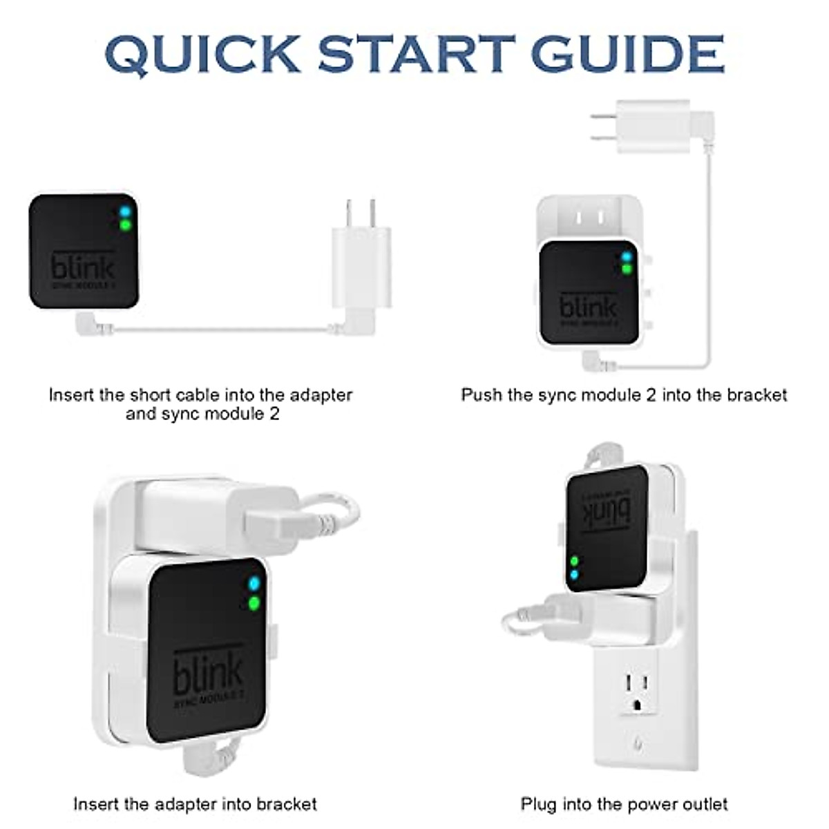 WDZREE Outlet Wall Mount for Blink Sync Module 2,Save Space and Easy Move Mount Bracket Holder for Blink Outdoor Indoor Home Security Camera with Easy Mount Short Cable and No Messy Wires or Screw