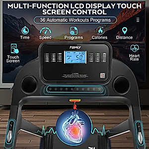 Treadmill with Incline,FUNMILY 3.25HP 18 INCH Wide Treadmill for Home, 300lb Capacity Walking Running Machine with 36 Preset Programs,18"x51" Running Belt, LCD Display, App Control