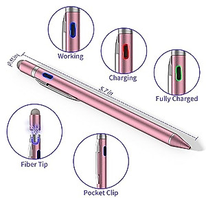 Stylus Pens for Touch Screens, Active Stylus Pen for iPad with Fine Point Tip, Compatible with Apple iPad/iPhone/Android/Samsung/Tablet and Other Touch Screen (Rose Gold)
