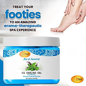SPA REDI - Massage Cooling Gel for Pedicure, Mint and Eucalyptus Oil with Menthol 16 Oz, Peppermint Extract - Professional Strength Pedicure Foot and Leg Ice Cooling Gel Massage Therapy,