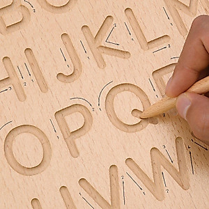 Motlan Montessori Wooden Alphabet & Numbers Tracing Board w/Dry Erase Book Bonus | Wood Letter Tracing- 2 Double-Sided Boards - for Toddlers and Preschool