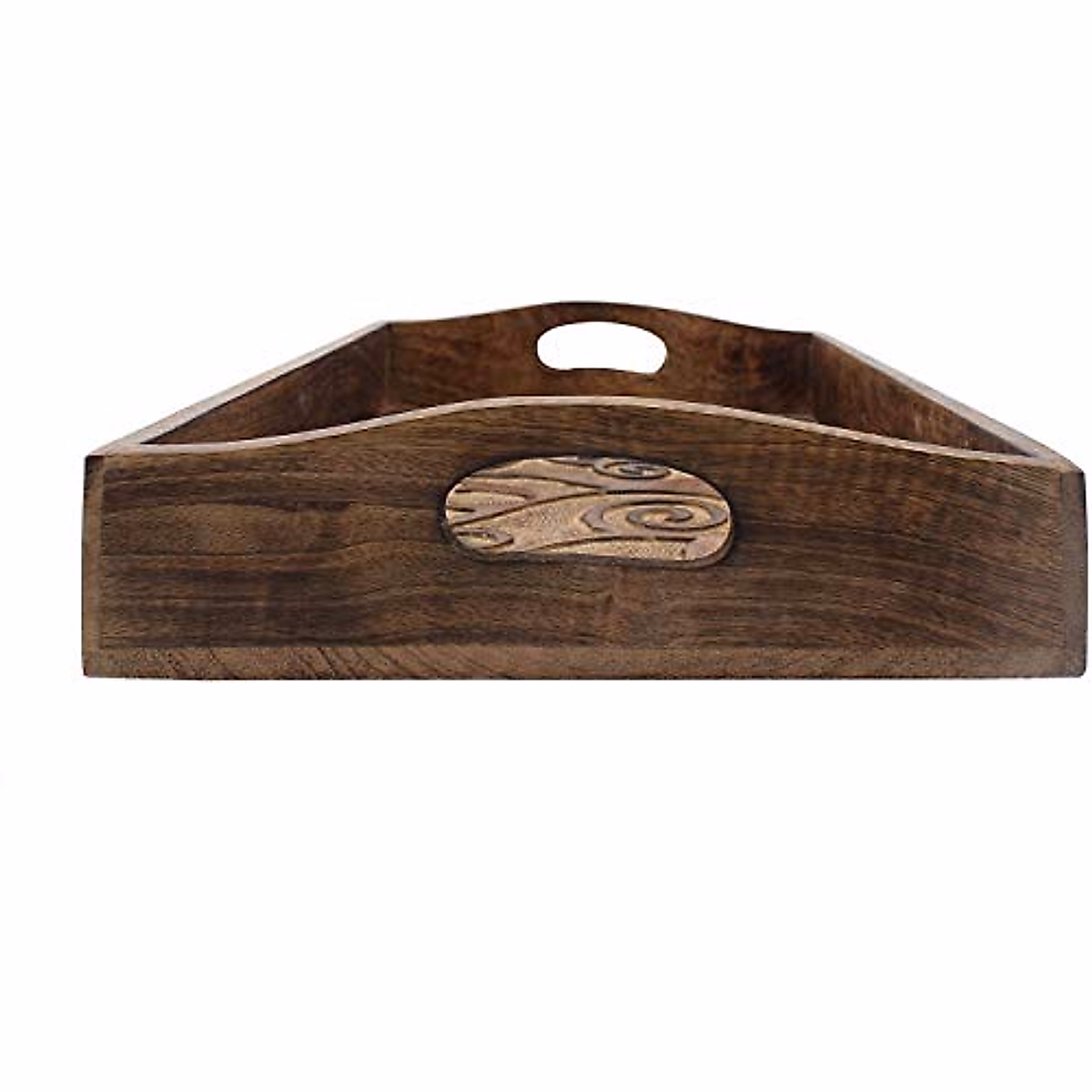 SUNDERSHALA Wooden Decorative Serving Tray, Wooden Tray with Handles Natural Finish, Great for Dinner Trays, Tea Tray, Bar Tray, Breakfast Tray - Hand Carving Creates a Truly Unique Furnishing Accent