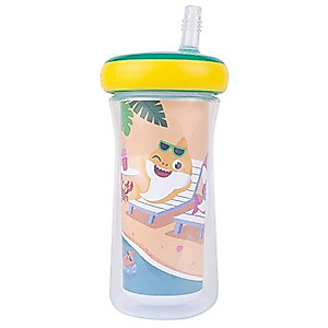 The First Years Pinkfong Baby Shark Insulated Straw Cup - Spill Proof Toddler Straw Cups - Toddler Sippy Cups - 9 Oz - 2 Count
