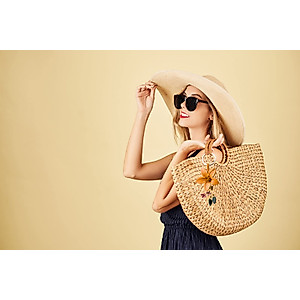 Giftale Handmade Leather Lily Flower Keychain Car Keyring Fob Tassel Orange Boho Decor