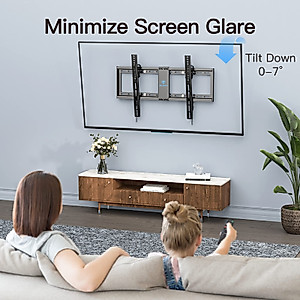 PERLESMITH Tilt TV Wall Mount for Most 37-82 inch TVs up to 132 lbs, Tilt TV Wall Mount Fits 16”/18”/24” Wood Studs, Low Profile Flat Wall Mount with Max VESA 600x400mm, PSLTK1