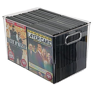 mDesign Deep Plastic Home Storage Organizer Bin with Built-in Handles for Cube Furniture Shelving in Office, Closet, Cabinet, Bedroom, Bathroom, Nursery, Dorm - Ligne Collection - 2 Pack - Clear