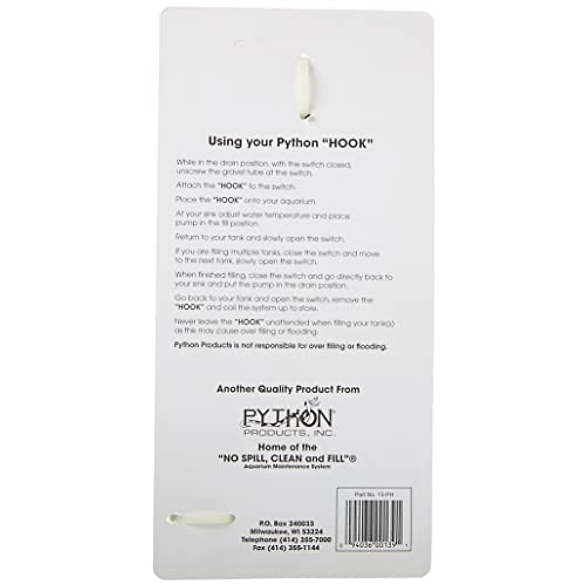 Python Hands-Free and Spill Free Aquarium Hook, Green