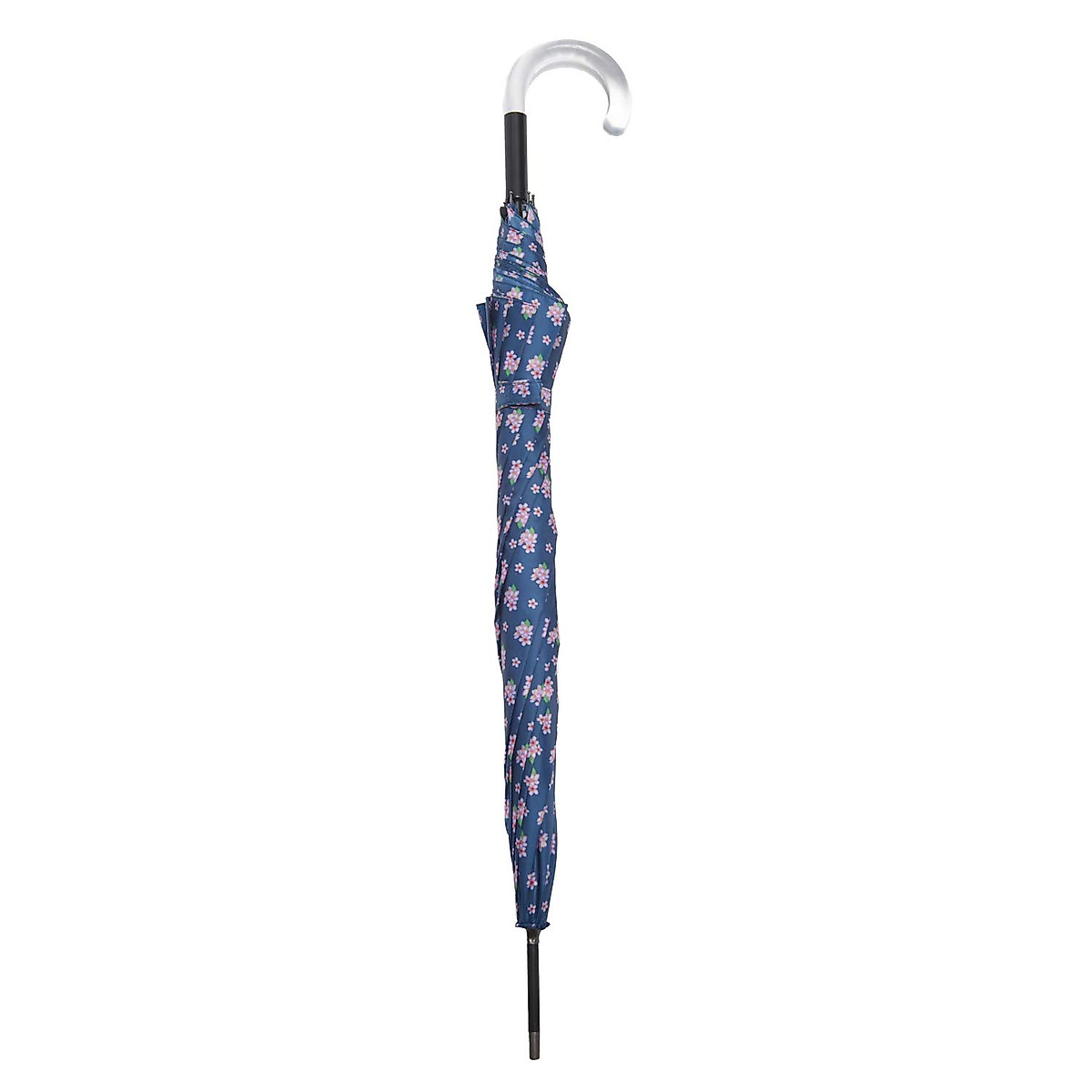 Laura Ashley Womens Ladies Classic Stick Umbrella, Windproof, Sun and Rain Proof Water Resistant Canopy with Large J Handle - Floral Blue
