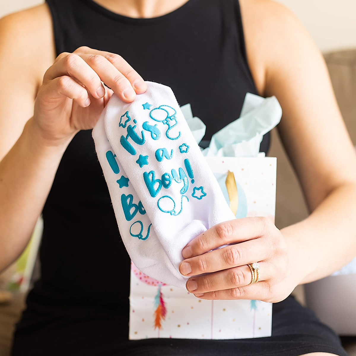 Haute Soirée Labor and Delivery Socks - Funny Push Gift for New Mom to Be (It's A Boy) One Size