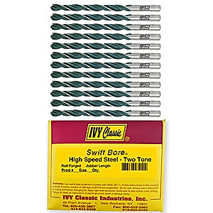 IVY Classic 03014 Swift Bore 7/32-Inch High-Speed Steel Drill Bit, 118-Degree Point, 12-Pack