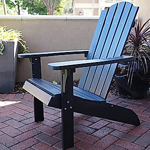 PolyTEAK Adirondack Chair Set of 4, Premium Weather Resistant Poly Lumber, Outdoor Patio Furniture, Up to 300 lb, Plastic Adirondack Chairs for Porches, Decks, and Pool Side, Element Collection, Black