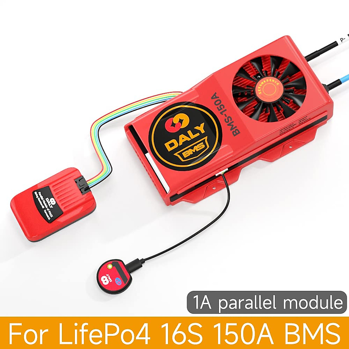 DALY BMS Parallel Connector 1A+ LiFePo4 16S BMS 48V 150A with Cooling Fan UART RS485 CAN Bluetooth BMS Parameter Programmable for Rated 3.2V Lithium Power Bank Storage Off Grid Solar System