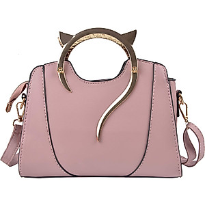 QZUnique Cat Purse for Women Cute Top Handle Shoulder Bag for Teens Girls Pu Leather Gothic Handbag Crossbody Bag