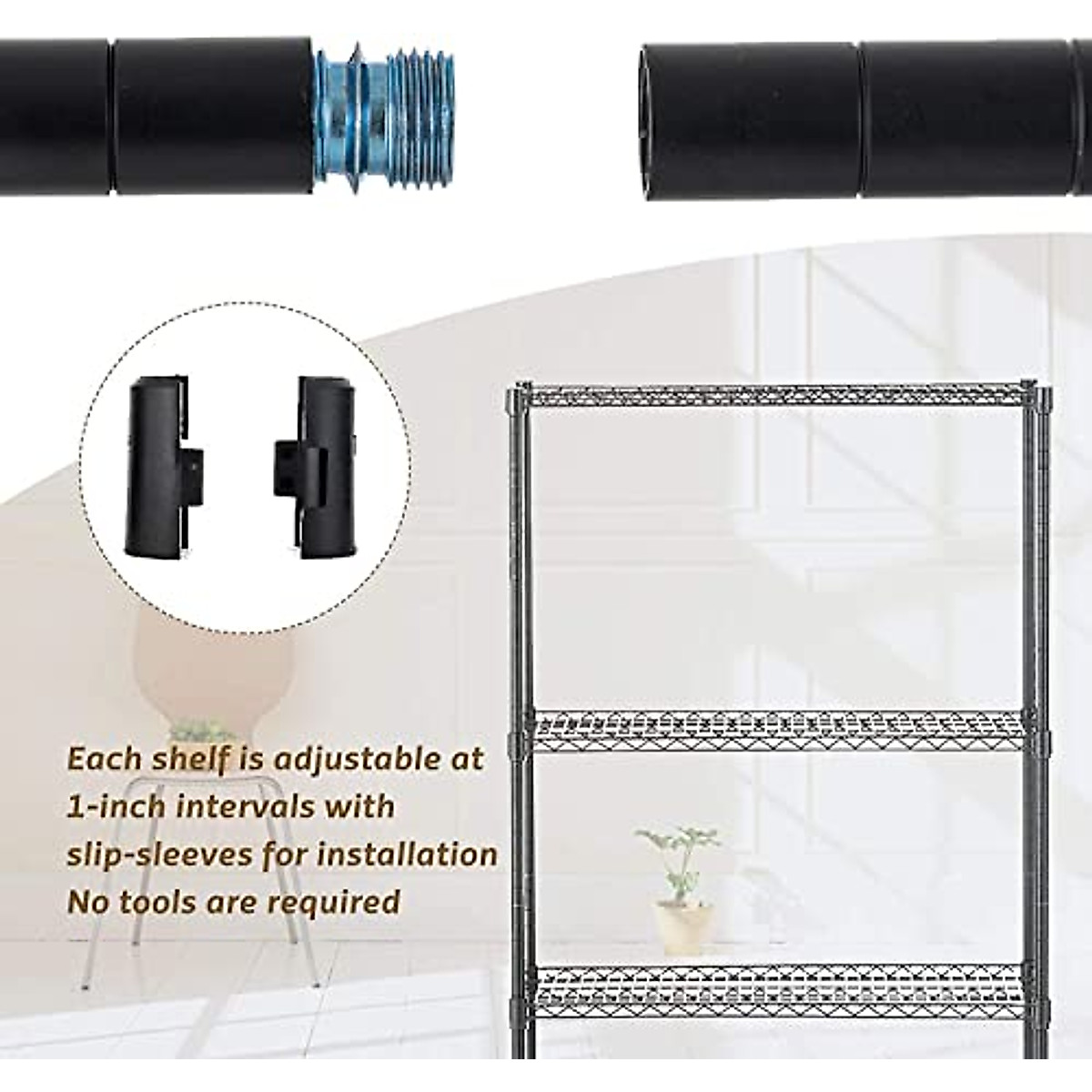 Alohappy 6 Tier Adjustable Metal Shelf Wire Shelving Unit Storage with Wheels 82" H x 48" L x 18" D for Home Kitchen Garage Pantry (Silver)