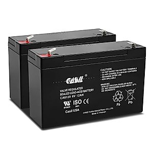 Casil CA6120 6V 12Ah Battery - 12Amp, 6V AGM Deep Cycle Battery, SLA Battery F2, VRLA Replacement, Emergency Light Battery 6V 12Ah - 2 Pack