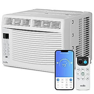 mollie 6,000 BTU Smart Window Air Conditioner with Wi-Fi Connected, Window AC Unit Cools up to 250 Sq.Ft., Remote/App Control, with Easy Install Kit, 115V/60Hz, White