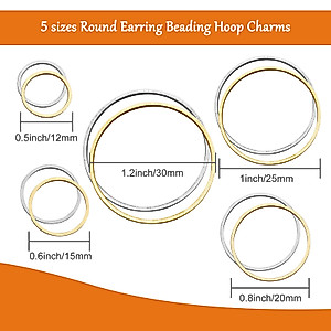 100Pcs Round Earring Beading Hoop Rings,5Sizes Earring Finding Open Bezels Linking Rings Beading Hoop Earrings Pendant for DIY Craft Jewelry Making,Earring Necklace,Crafts Supplies
