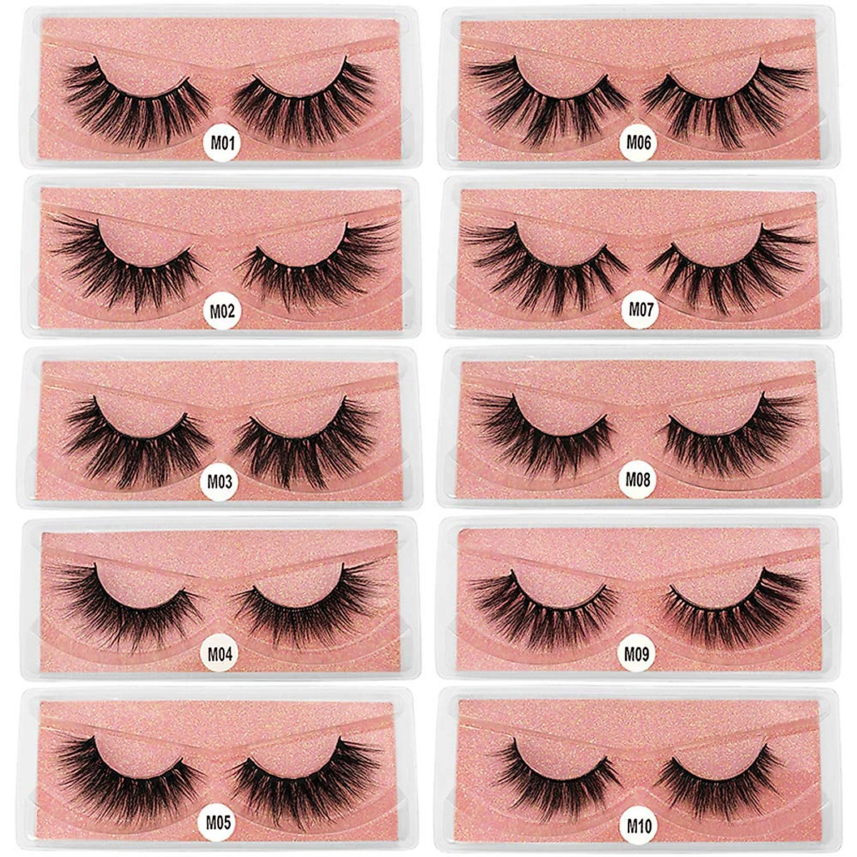 Wholesale Eyelashes 10/20/30/50/100 Pairs Faux 3D Mink Lashes Bulk Natural False Eyelashes Set Makeup Thick Mink Eyelashes Pack (Mix 10 pairs)