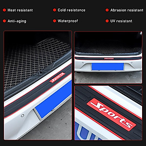 Kewucn Car Rear Bumper Protector Guard, Rubber Scratch-Resistant Protection Strip Sticker, Auto Non-Slip Trunk Door Entry Trim Cover, Universal Vehicle Accessories for Most Cars (Red Sport)