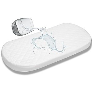 First Essentials Bassinet Cradle Mattress Pad (Oval, 12X26) for Newborn Comfort Breathable Easy Clean Hypoallergenic Waterproof Made in USA