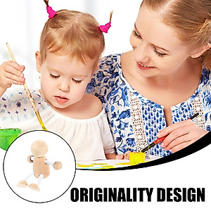 2 Pcs Unfinished Wood Peg Dolls Mini People Doll Robot Wooden Figures Decorative Peg Dolls Toy for Painting DIY Craft Art Projects