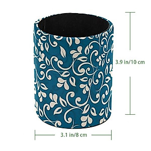 VIOQXI Pen Holder for Desk PVC Leather Pencil Cup Stand Round Desktop Pen Organizer Pot Makeup Brush Holder for Office School Classroom Home Classical Pattern