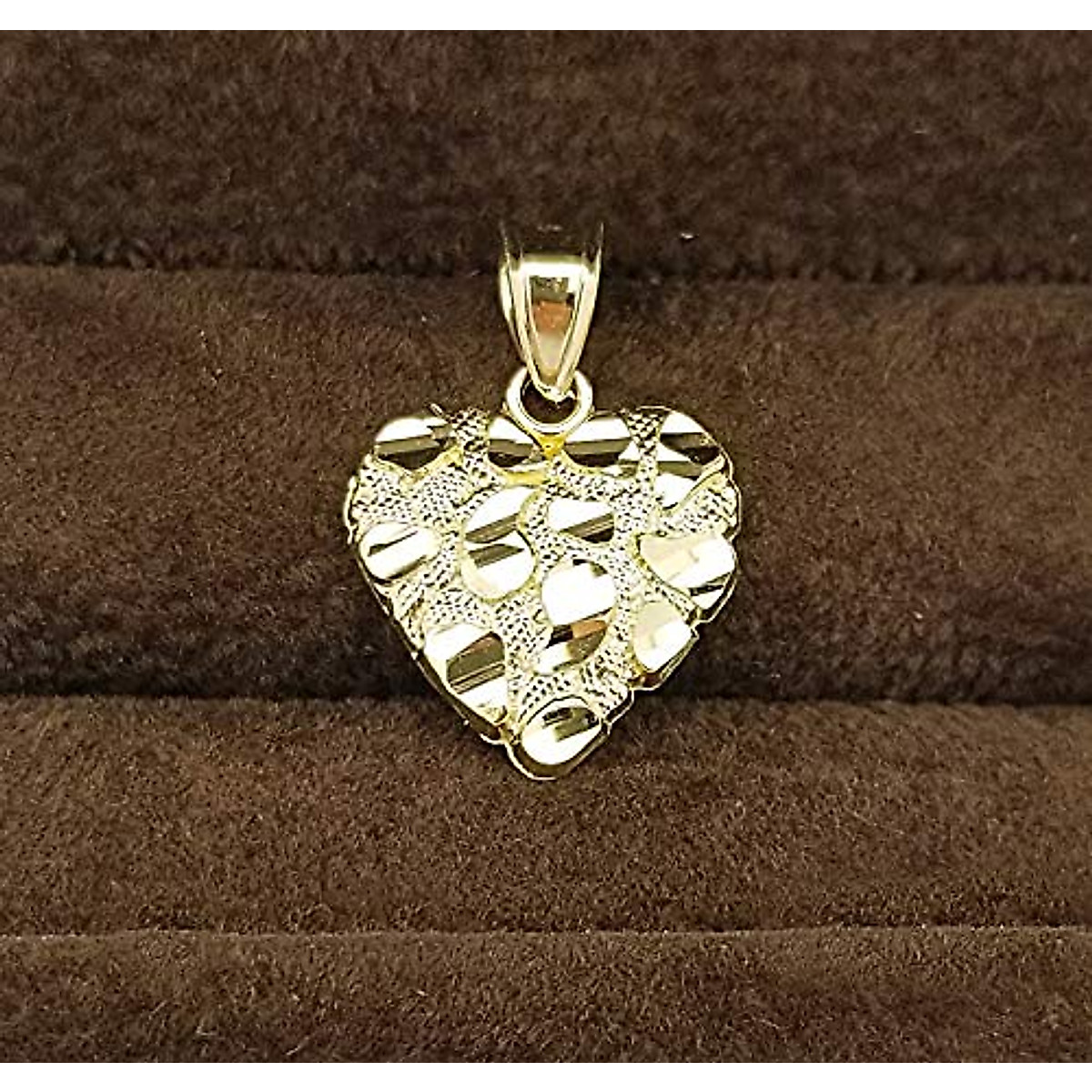 AMZ Jewelry 10k Yellow Gold Heart Nugget Pendant Nugget Heart Charm