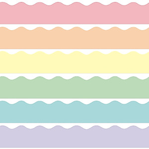 Containlol Bulletin Board Borders for Classroom Decoration, 118 ft Colorful Scalloped Classroom Borders for Back to School Students Classroom Chalkboard Decor(Pastel Pop Color)