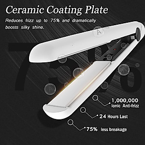 Keragard Mini Flat Iron Smart Ceramic Tourmaline Hair Straightener for Travel,Small Flat Irons for Short Hair, Dual Voltage Flat Iron,White