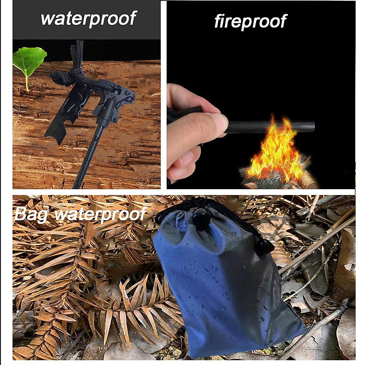 WENIFU 4.25 Inch Flint Fire Starter, Survival Ferro Rods Starter with Easy Grip Handle and Multifunction Striker, Waterproof Flint Fire Can be Struck 15000 Times for Camping, Hiking (Pack of 2)