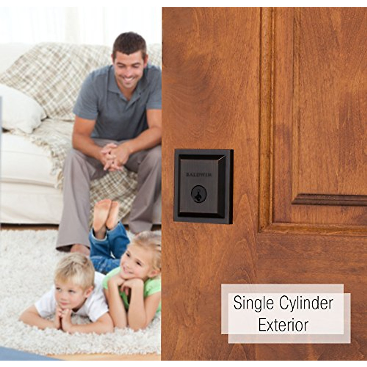 Baldwin Spyglass, Single Cylinder Front Door Deadbolt Featuring SmartKey Re-key Technology and Microban Protection, in Venetian Bronze