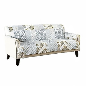 Patchwork Scalloped Printed Furniture Protector Stain Resistant Sofa Cover (Sofa, Grey)