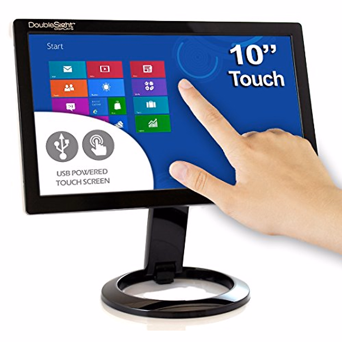 DoubleSight Smart USB Touch Screen LCD Monitor, 10" Screen, Portable No Video Card Required PC/MAC