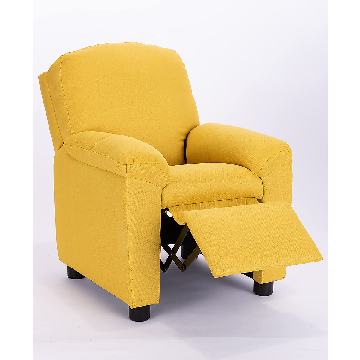 Q-Max Sofa Chair with Pillow Top Armrest and Footrest, Yellow Finish Children Recliner