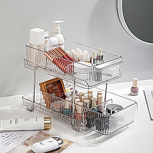 Under Sink Drawer Organizer, Cabinet Organizers Shelves, 2 Tier Clear Kitchen Cabinet Organizer, Under Sink Cabinet Organizer, Under Sink Storage Rack, Under Sink Shelf Organizer for Kitchen Bathroom
