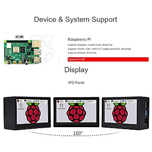 3.5" DPI Touch LCD 640x480, DPI666 262K Colors 60Hz Refresh Rate IPS Display Capacitive Screen, Toughened Glass Cover,for Raspberry Pi 4B/3B+/3A+/Pi Zero/Pi Zero 2W/Compute Module 4
