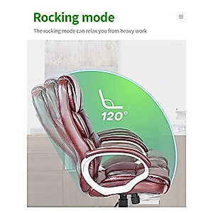 Office Chair Computer High Back Adjustable Ergonomic Desk Chair Executive PU Leather Swivel Task Chair with Armrests Lumbar Support (Brown)