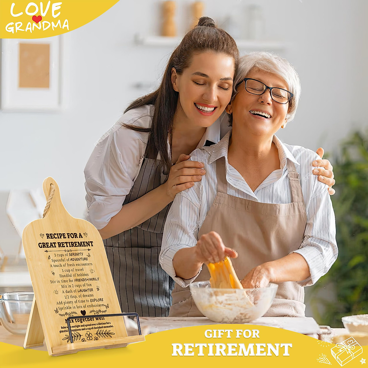 IKEDAS Retirement Gift for Woman, Cookbook Stand, Women Gift Ideas Cookbook Holder, Relaxation Gifts for Women, Recipe Book Stand, Cook Book Stand for Kitchen Counter, Thoughtful Gifts for Women