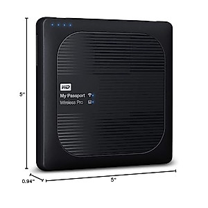 WD 4TB My Passport Wireless Pro Portable External Hard Drive, Wifi USB 3.0 - WDBSMT0040BBK-NESN