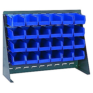 Quantum Storage Systems QBR-2721-220-24BL Ultra Bin Complete Bench Rack Package with 24 Ultra Bins, 27" x 8" x 21" , Blue