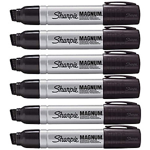 Sharpie Magnum Permanent Marker, Black, 6 PACK