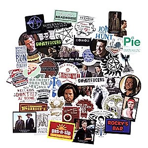 Conquest Journals Supernatural Winchester Brothers Vinyl Stickers, Set of 60 Unique Stickers Including 5 Holograms, Waterproof and UV Resistant, Great for All Your Gadgets