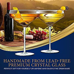 2 Sets of Crystal Martini Glass, Ultra Clear, Elegant Crystal Clear Wine Glass Pair, 100% Hand Blown, Dishwasher Safe, Great For Dinner, Parties, Wedding, And ELEGANT Occasions