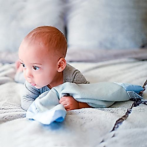 Baby Security Blanket (Blue, 15”x15”), 68% viscose from bamboo, 27% organic cotton, 5% Spandex fleece, Imported