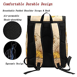 Naanle Stylish Honey Bees and Wildflowers Retro Style Casual Daypack College Students Multipurpose Backpack Large Travel Hiking Bags Computer Bag for Men Women